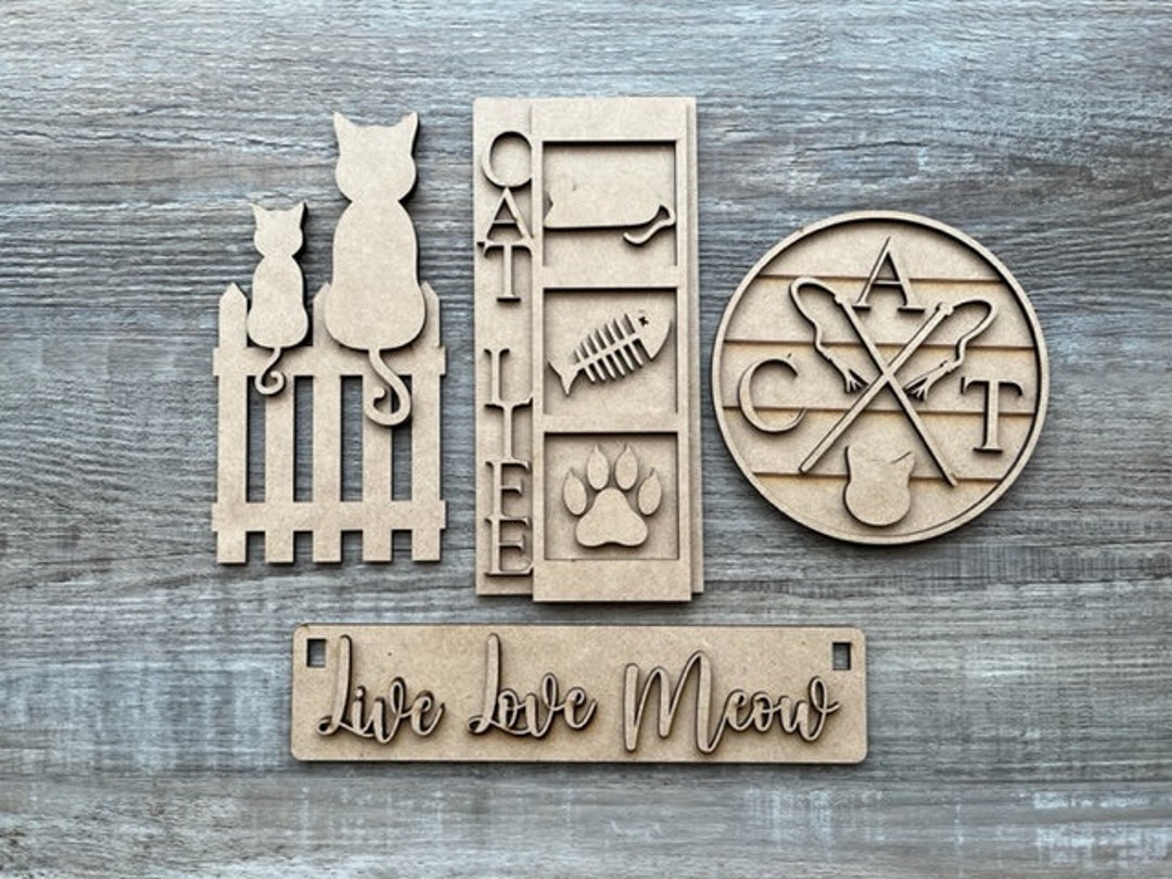 Cat Signs/ Cat Blanks/ Live Love Meow/ Cat Life/ Wagon Signs/ Raised ...