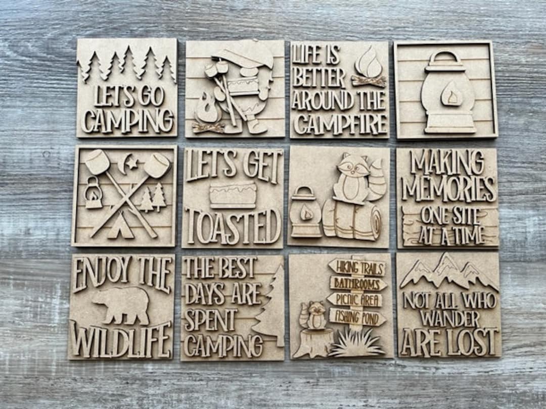 Camping Tiered Tray Signs/ Camping Ladder Signs/ Camping Wall Frame ...