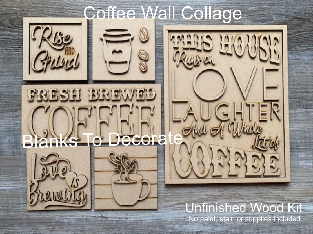 Coffee Wall Collage/ Coffee Tiered Tray Decorations/ Coffee Wall Signs ...