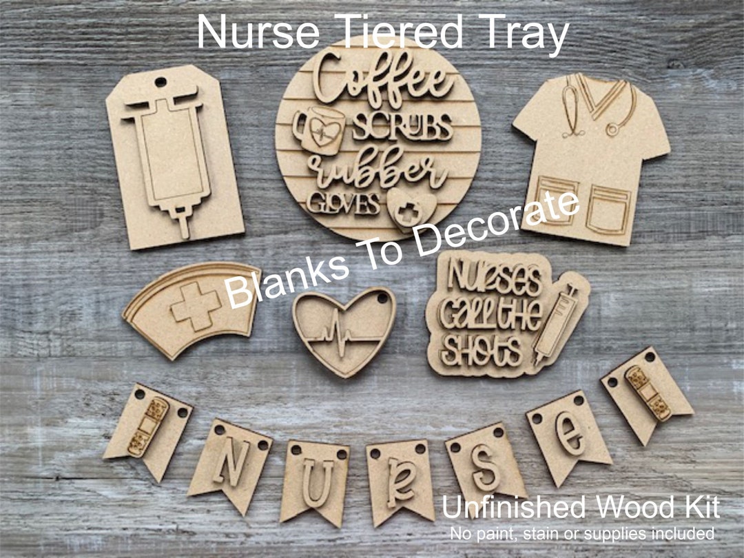 Blank Nurse Tiered Tray/ Unfinished Nurse Tiered Tray Decor/ Unfinished ...