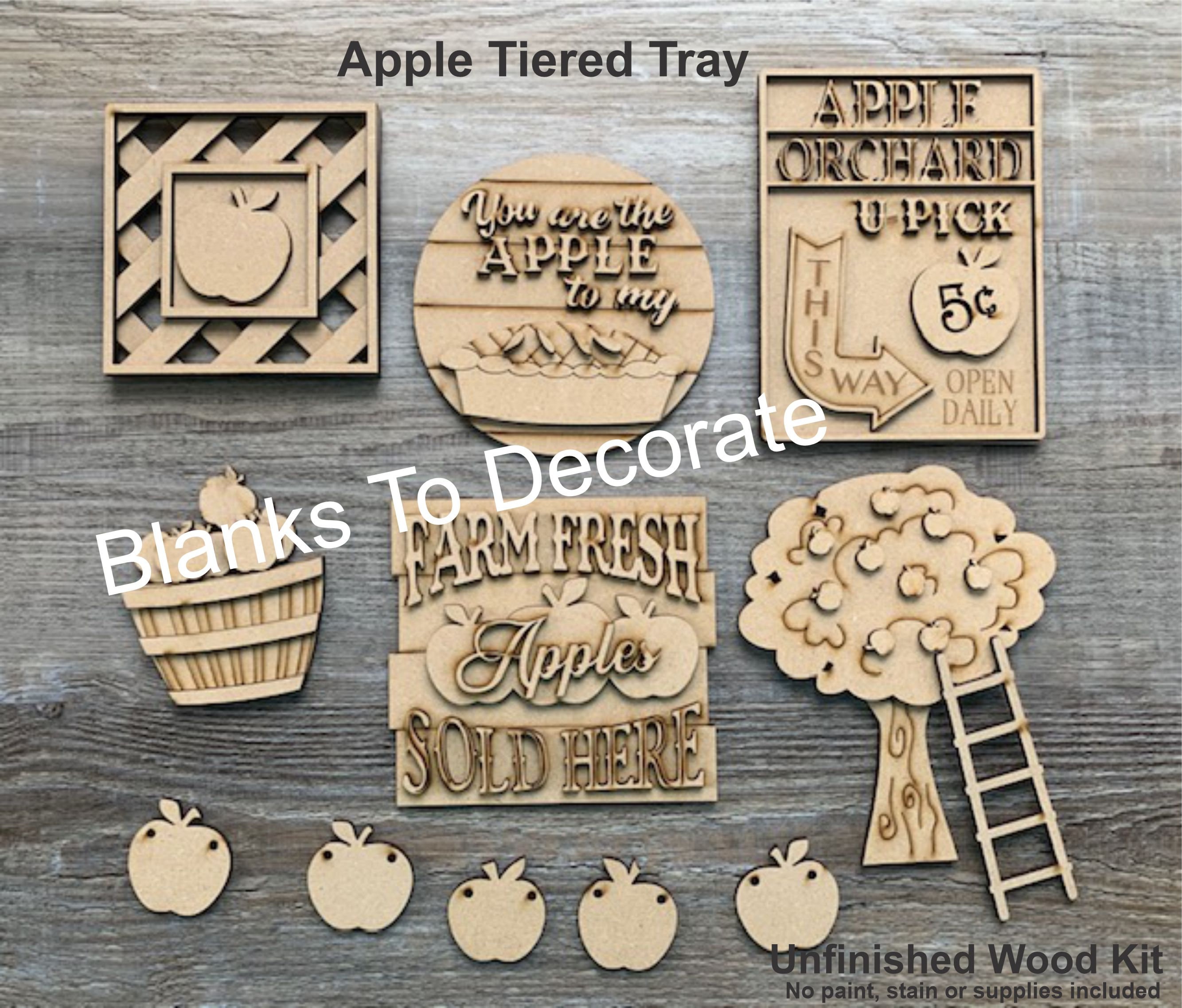 Apple Tiered Tray/ Unfinished Apple Tiered Tray Decor/ Apple Decor for ...
