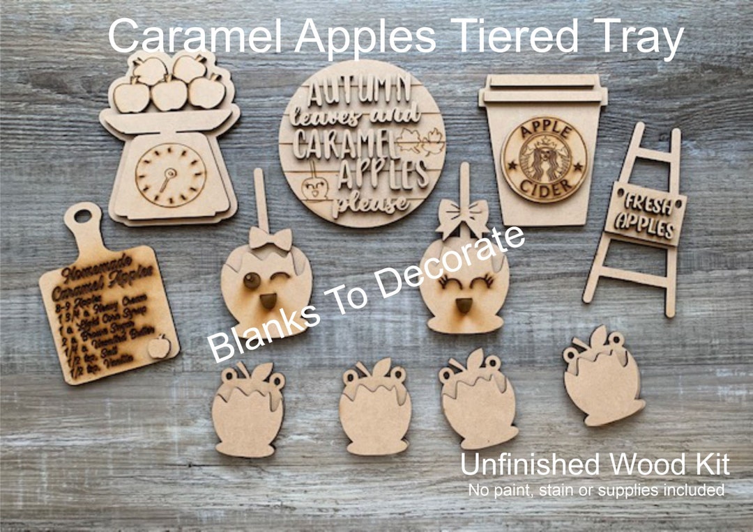 Caramel Apple Tiered Tray/ Unfinished Caramel Apple Tiered Tray Decor ...