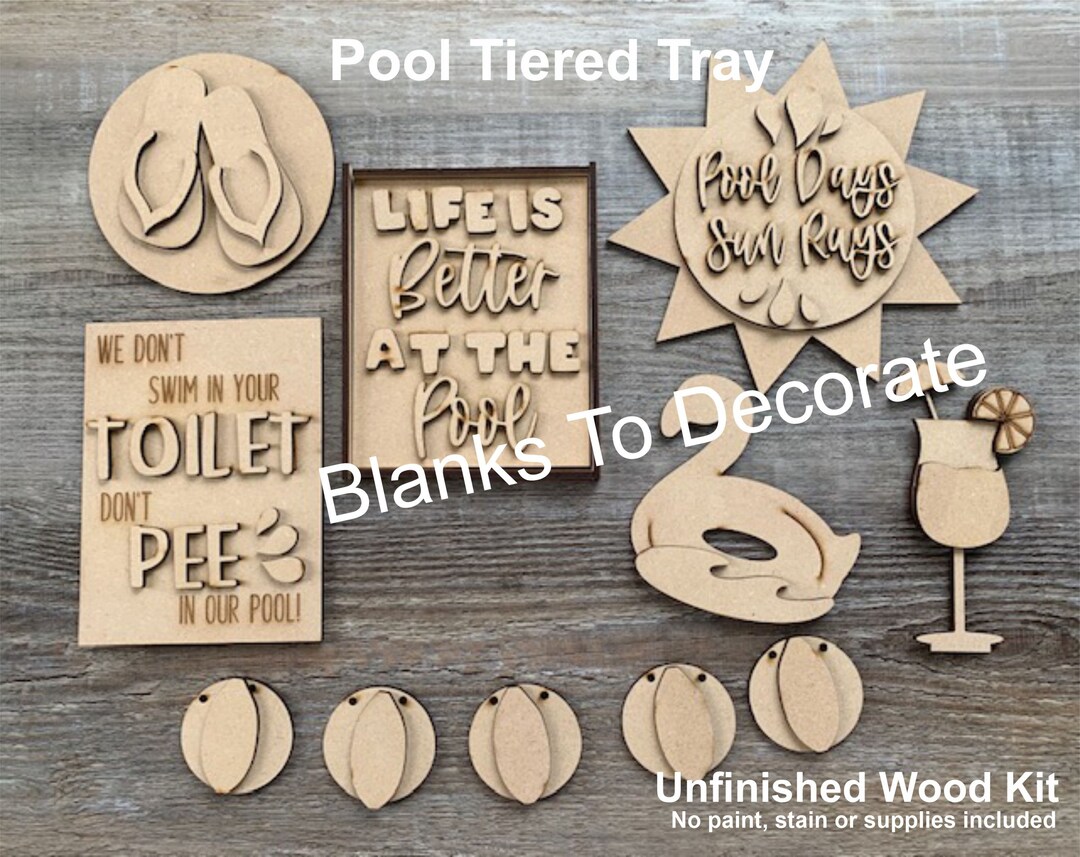 Pool Tiered Tray/ Unfinished Pool Tiered Tray Decor/ Pool Decor for ...