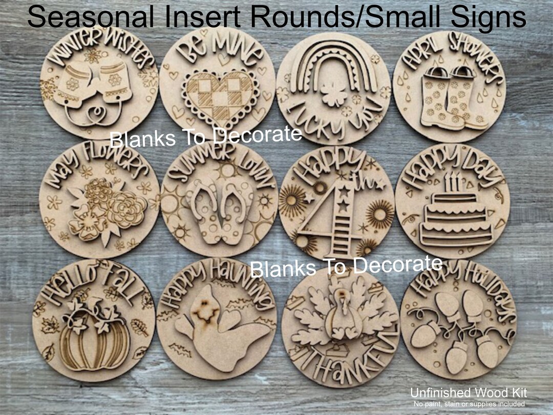 Interchangeable Season Inserts/ Seasonal 4.25" Round Signs/ Seasonal ...