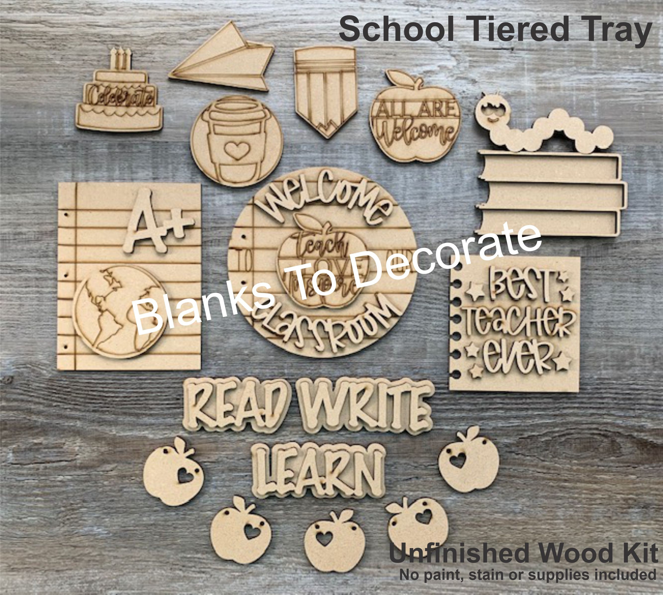 Teacher Tiered Tray/ Unfinished Teacher Tiered Tray Decor/ | Etsy
