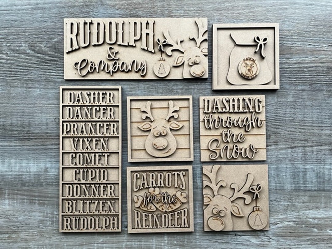 Reindeer Tiered Tray Signs/ Rudolph & Company/ Reindeer Names/ Dashing ...