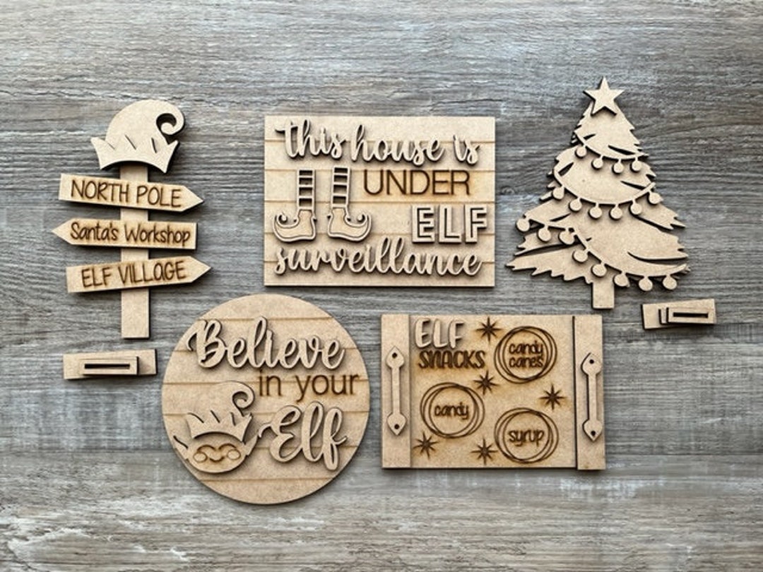 Elf Tiered Tray/ Christmas Tiered Tray/ Christmas Elf Tiered Tray ...