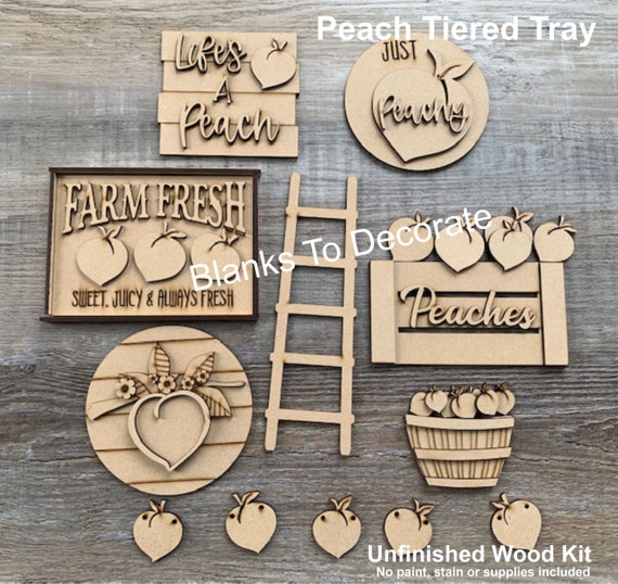 Peach Tiered Tray/ Unfinished Peach Tiered Tray Decor/ Peach - Etsy