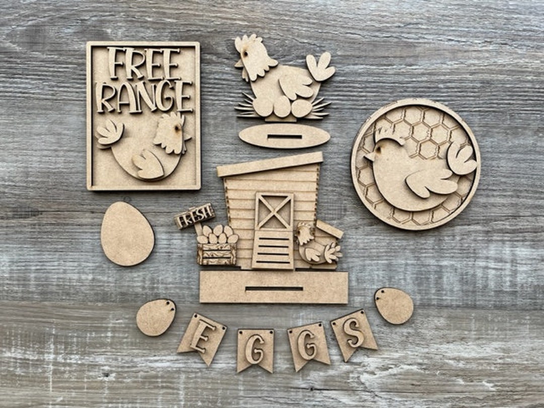 Chicken Tiered Tray/ Unfinished Chicken Tiered Tray Decor/ Egg Tiered ...