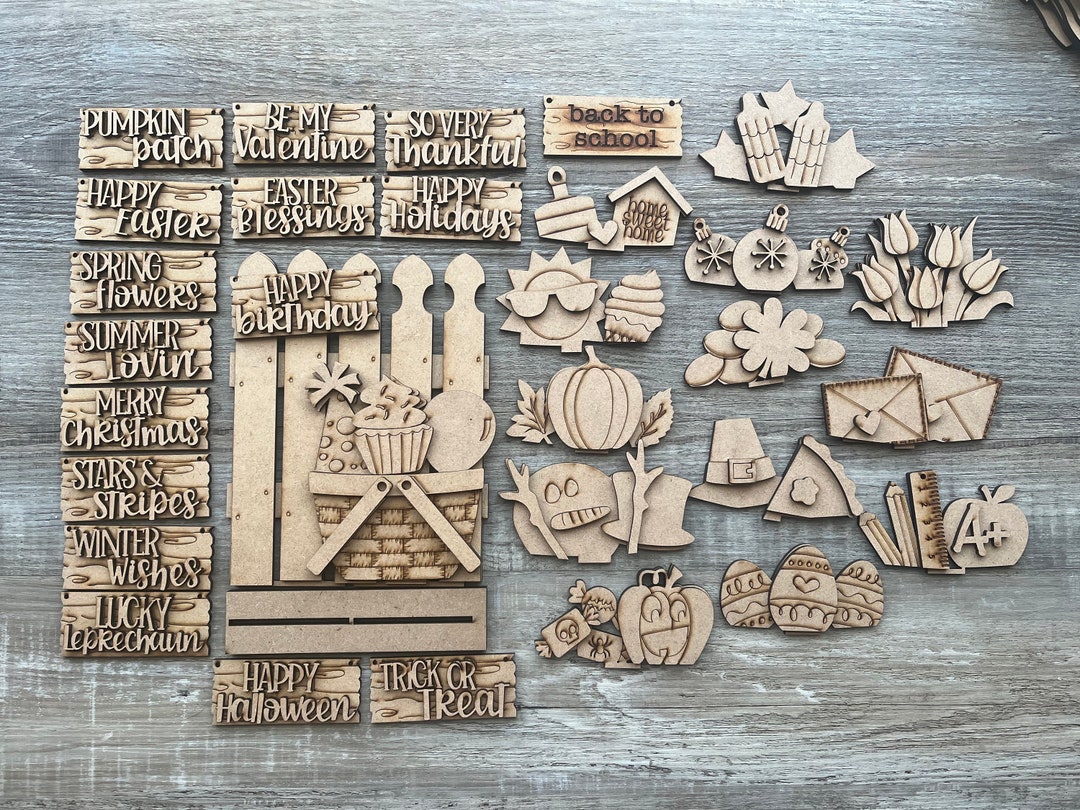 Small Interchangeable Fence/ Fence Basket 14 Seasonal Pieces and 16 ...