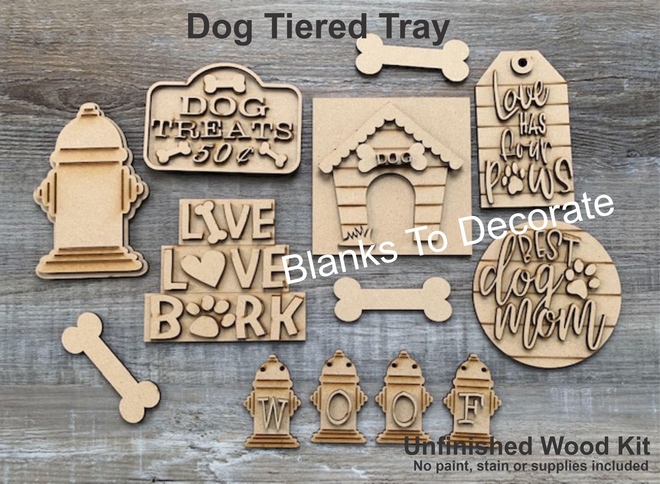 Dog Tiered Tray/ Unfinished Dog Tiered Tray Decor/ Dog Decor for Home ...