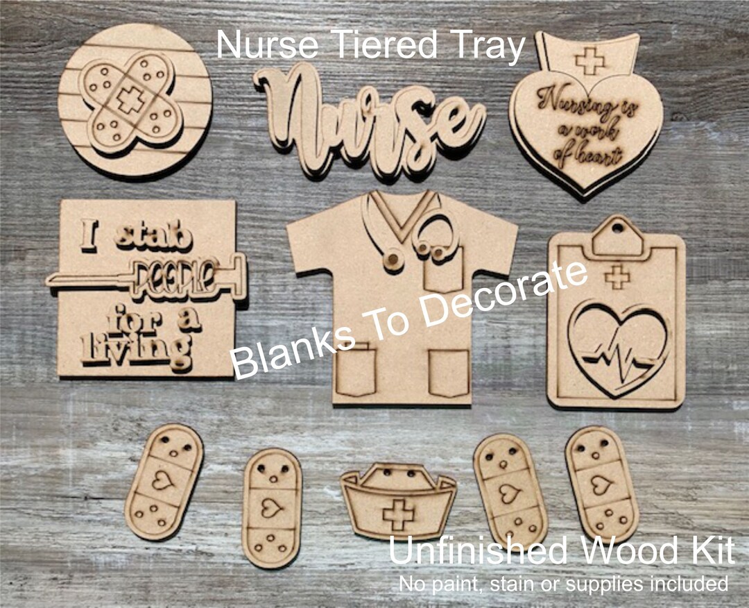 Nurse Tiered Tray/ Unfinished Nurse Tiered Tray Decor/ Unfinished Nurse ...