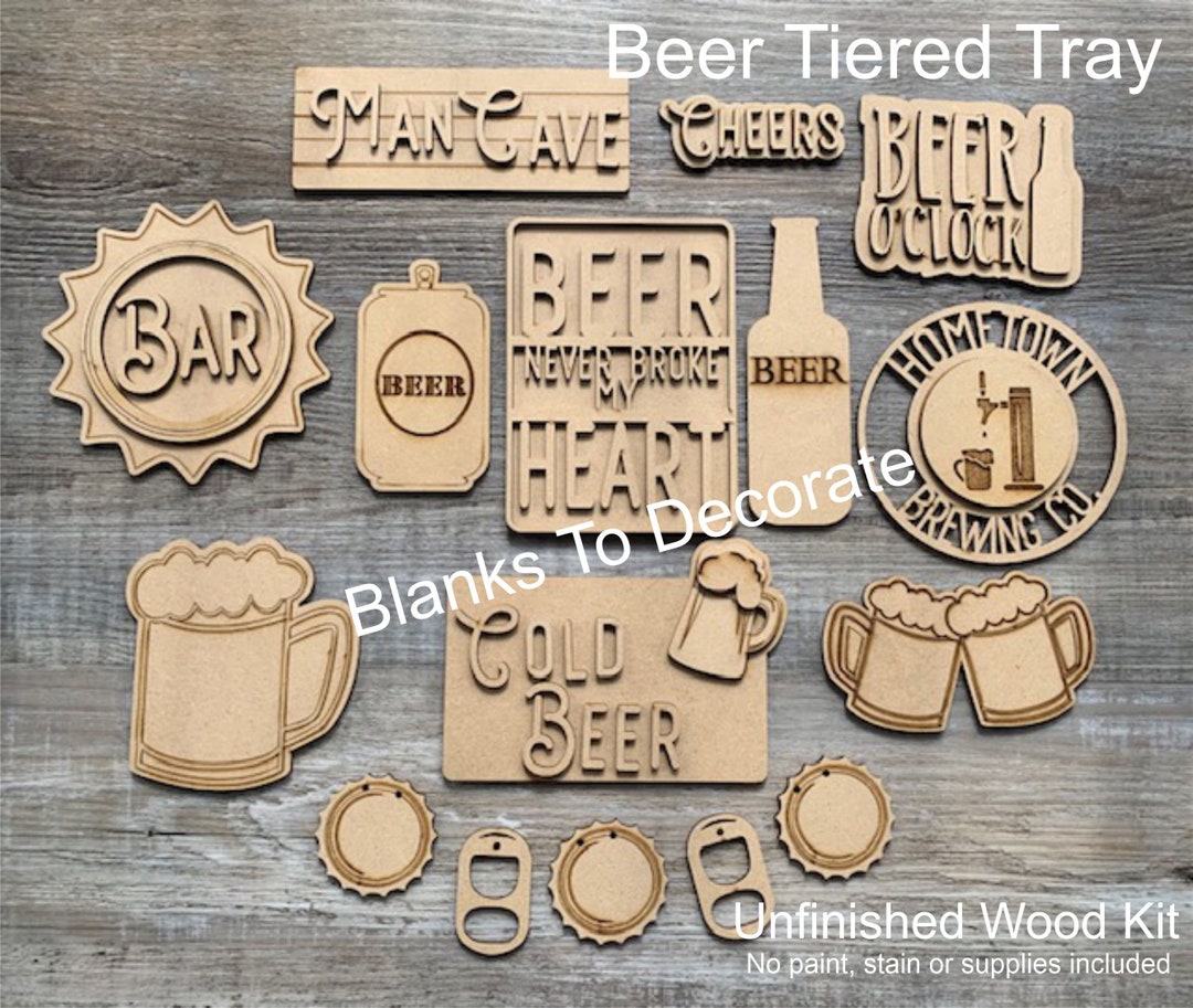 Beer Tiered Tray/ Unfinished Beer Tiered Tray Decor/ Beer Decor for ...