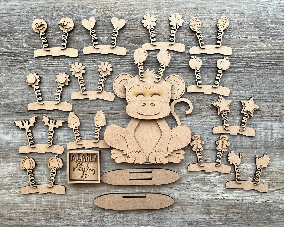 Interchangeable Monkey/ 14 Seasonal Springy Hats/headbands, Sign and ...