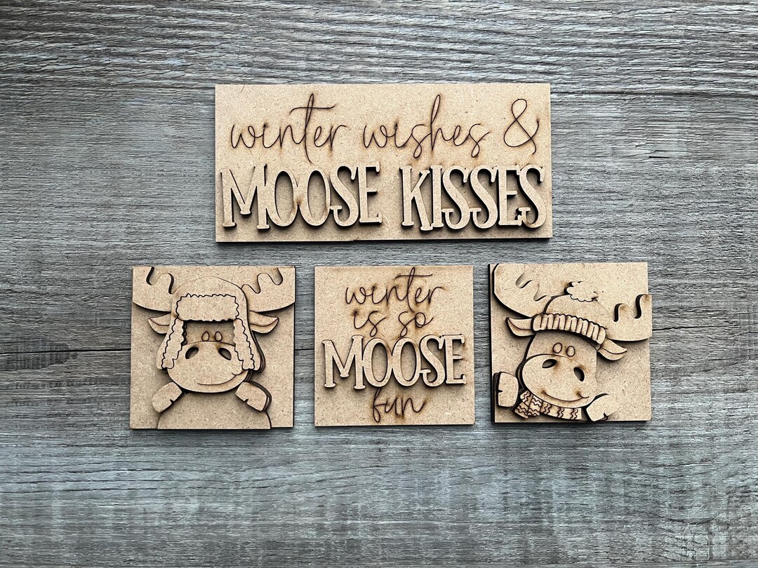 Mini Moose Tiered Tray Signs/ Mini Winter Moose/ Mini Moose Signs/ Mini ...
