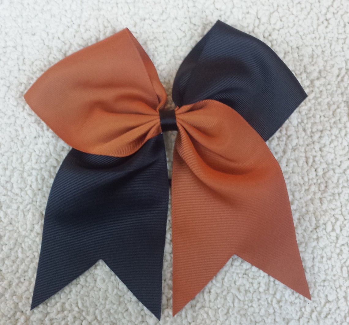 Cheer Bows/ Two Tone Copper Texas Orange and Black Cheer Bow/ | Etsy