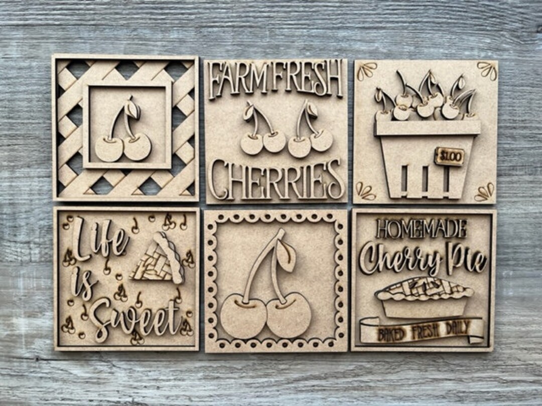 Cherry Tiered Tray Signs/ Cherry Pie Signs/ Farmfresh Cherries/ Cherry ...