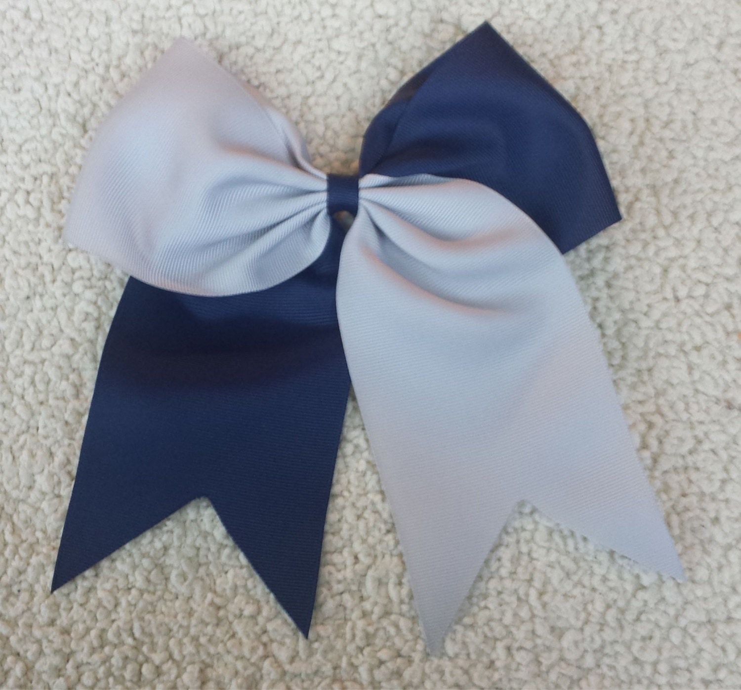 Cheer Bows/ Two Tone Gray and Navy Blue Cheer Bow/ DIY Decorate This ...