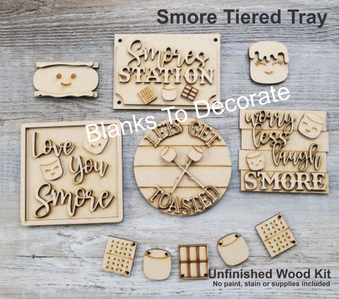 Smore Tiered Tray/ Unfinished Smore Tiered Tray Decor/ Smore Decor for ...
