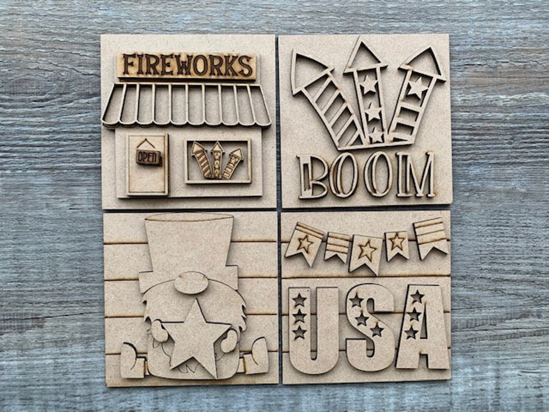 Patriotic Inserts/ Fourth of July Inserts/ Patriotic Tiered Tray Signs ...