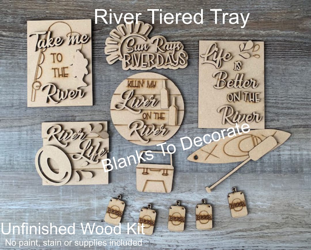 River Tiered Tray/ Unfinished River Tiered Tray Decor/ River Decor for ...