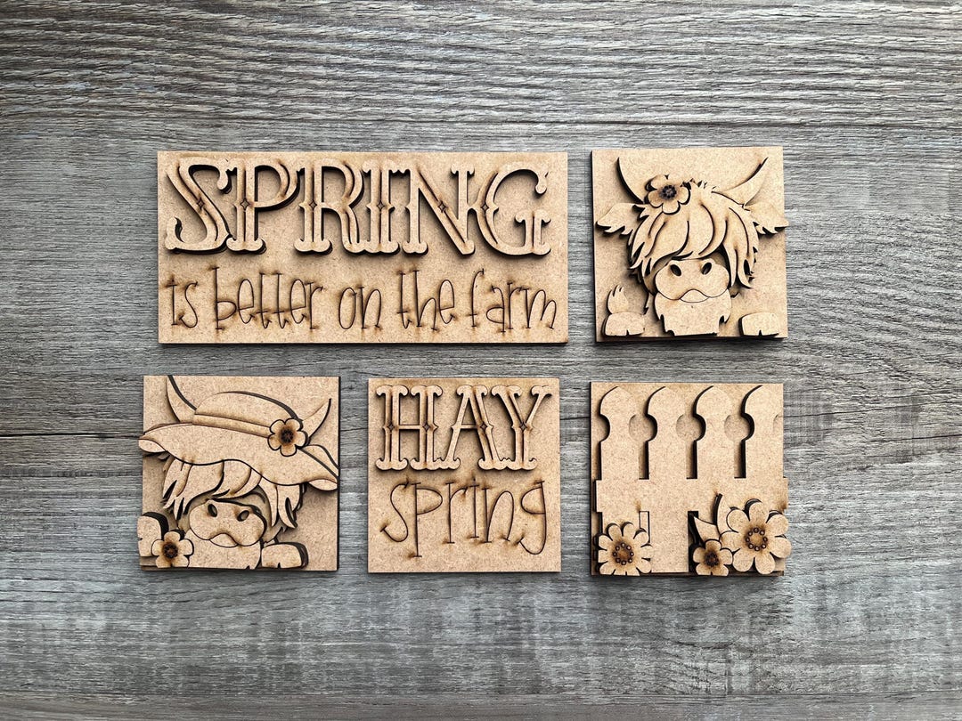 Mini Spring Highland Cow Signs/ Spring is Better on the Farm/ Mini ...