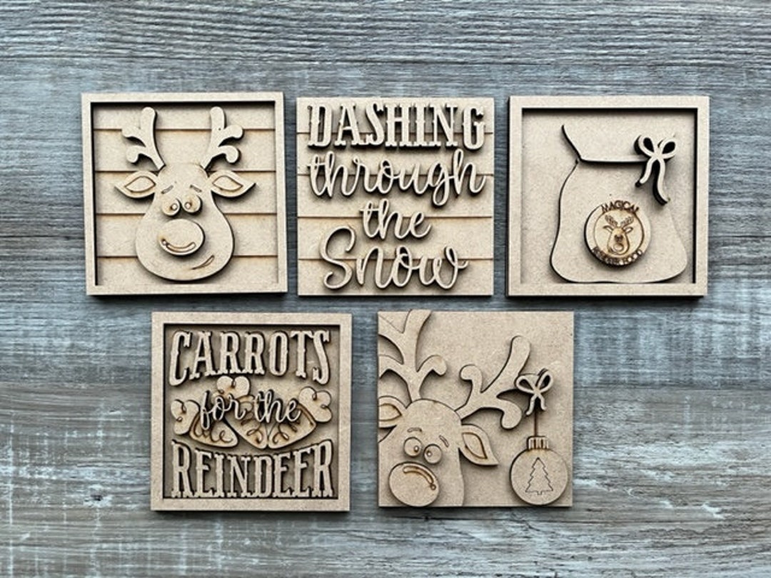 Reindeer Tiered Tray Signs/ Carrots for the Reindeer/ Dashing Through ...