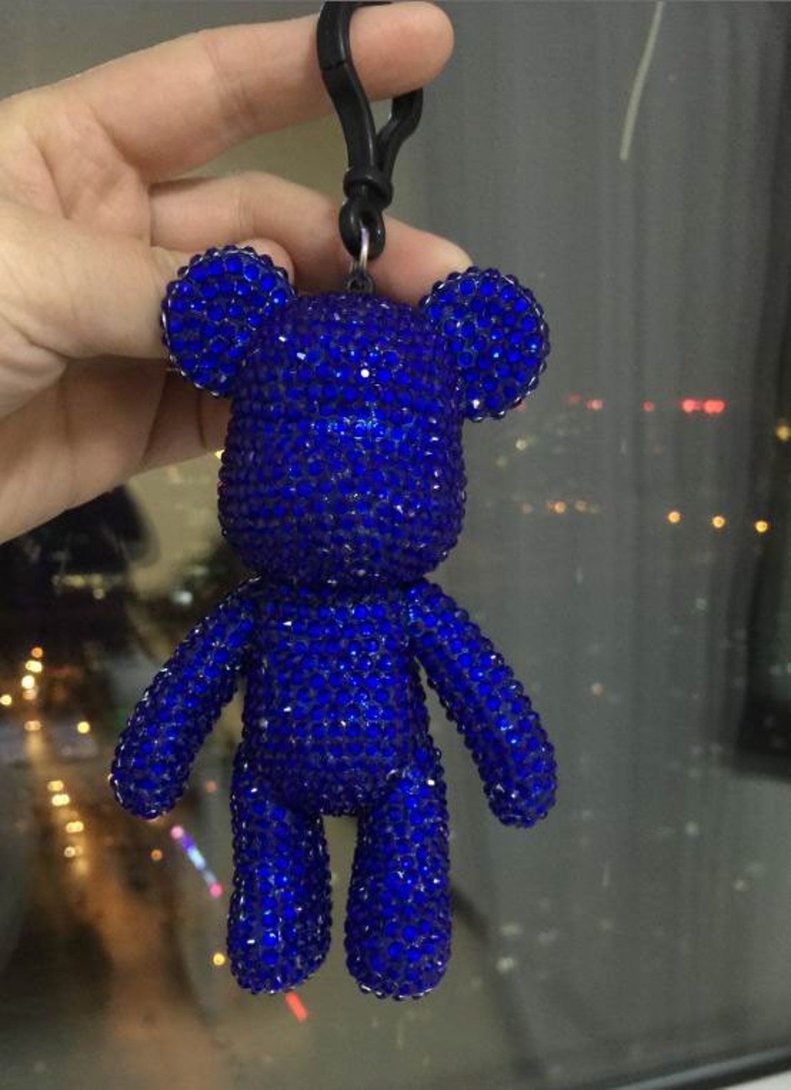 Dark Blue Crystal Bear Charm Keychain Royal Blue Rhinestone - Etsy