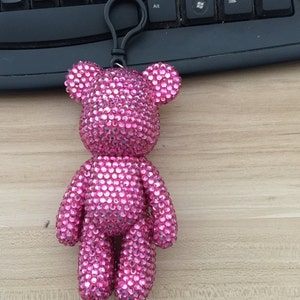 Dark Blue Crystal Bear Charm Keychain, Royal Blue Rhinestone Bling ...