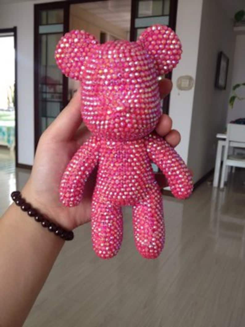 Cute Bear Keychain Fuchshia Diamonds Crystal Bear Charm - Etsy
