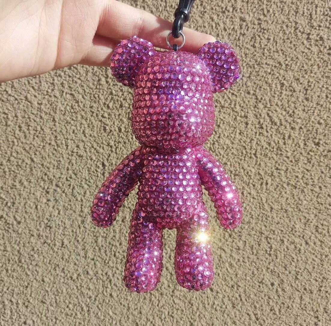 Rhinestone Crystal Bear Charm Keychain | Etsy