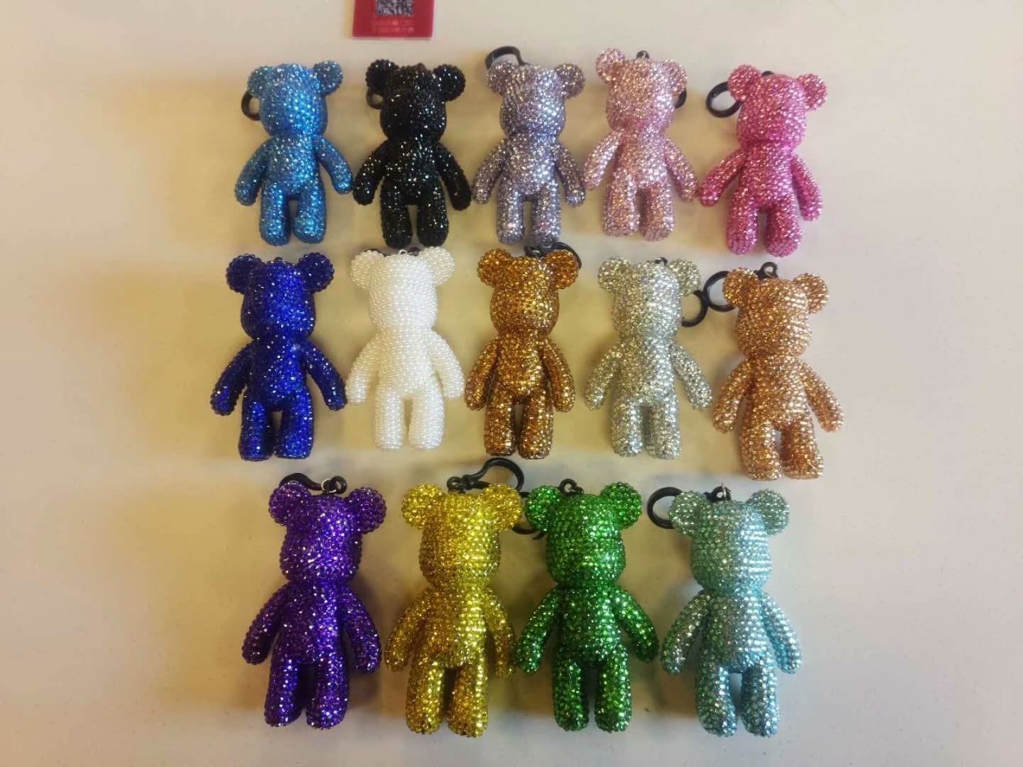 Rhinestone Crystal Bear Charm Keychain | Etsy