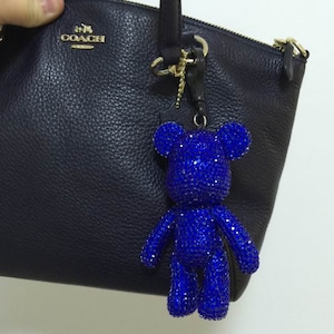 Light Pink Crystal Bear Charm Keychain Baby Pink Rhinestone Bling Teddy ...