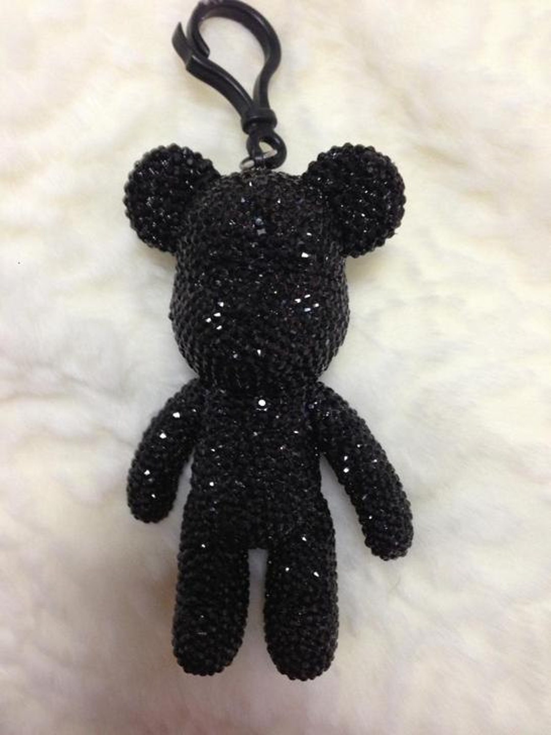 Black Rhinestone Bear Charm Keychain, Rhinestone Bling Teddy Bear Key ...