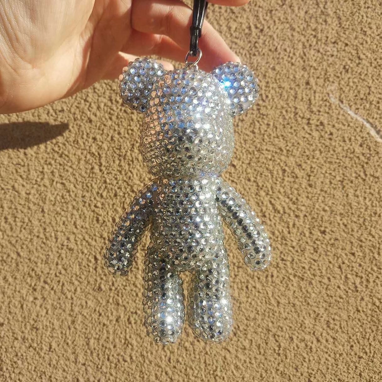 Rhinestone Crystal Bear Charm Keychain | Etsy