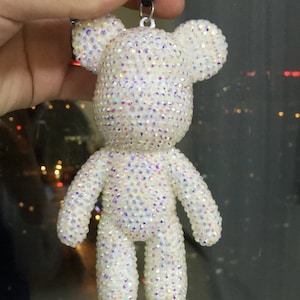 Light Pink Crystal Bear Charm Keychain Baby Pink Rhinestone Bling Teddy ...