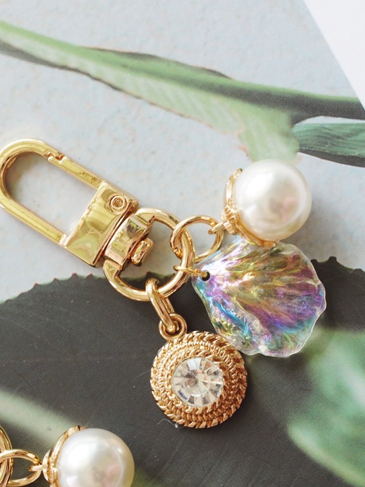 Llavero único cáscara de perla pedrería piedras lindo bolso - Etsy España