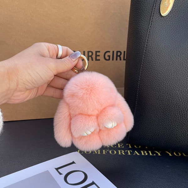 Fuzzy Bunny Keychain - Etsy