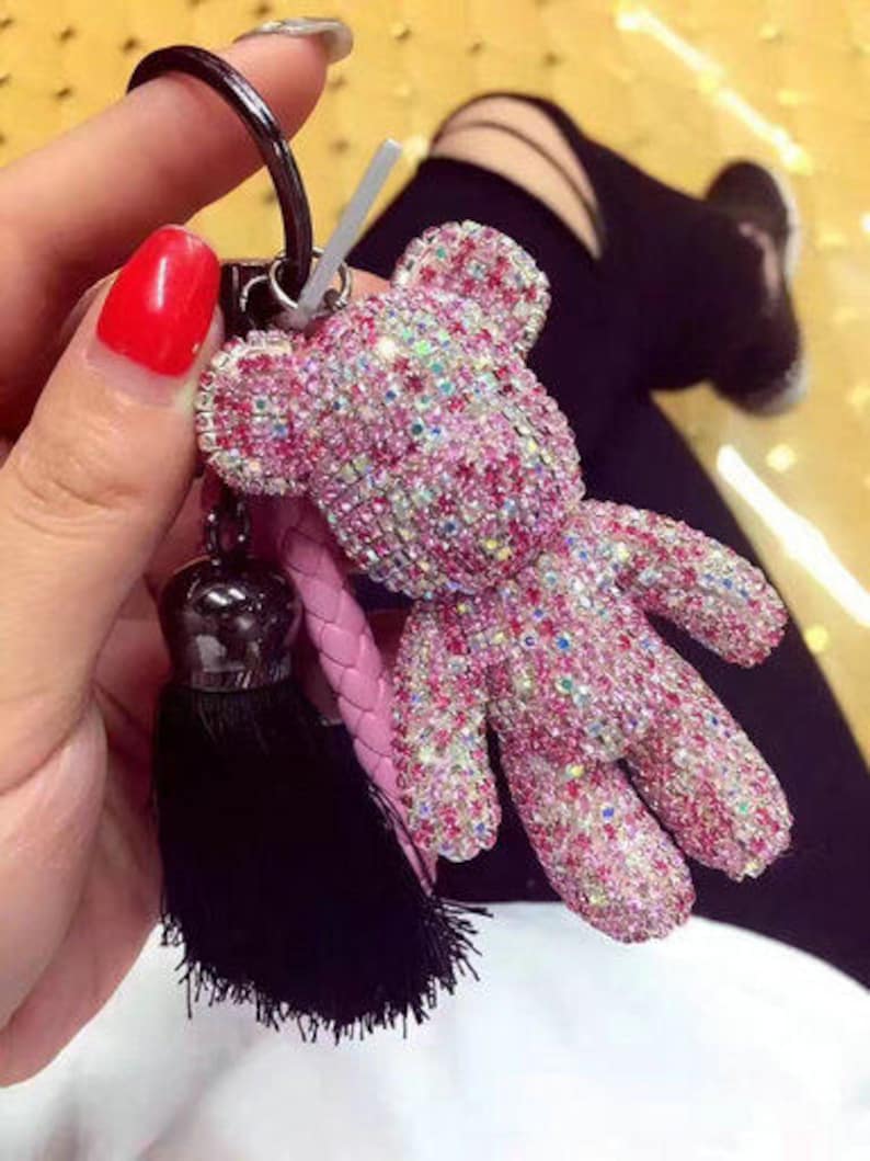 Kerry Made Sparkly Bear Keychain Silver or Gold Bling Bear | Etsy