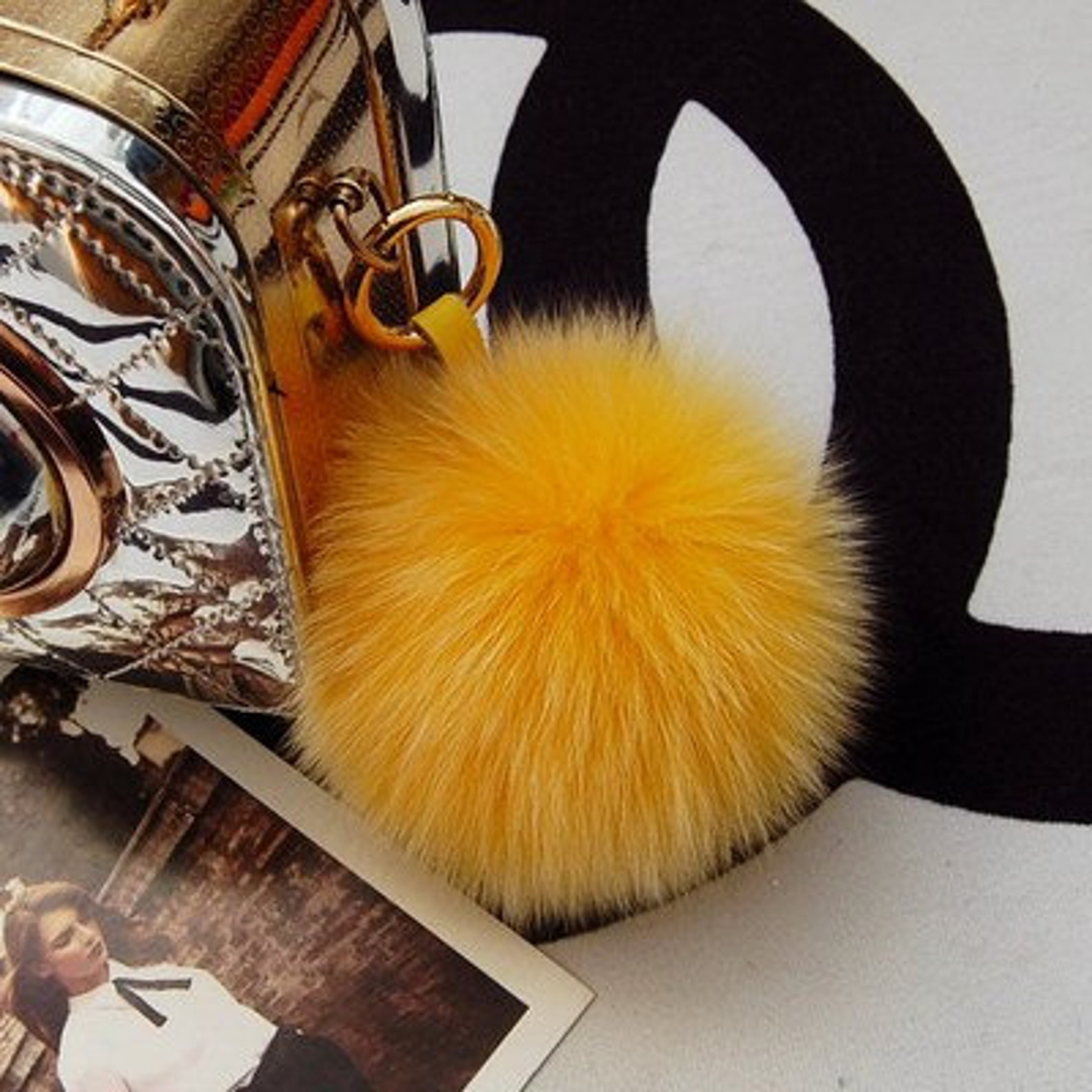 Puffs Fur Bag Charm Poms Keychain | Etsy