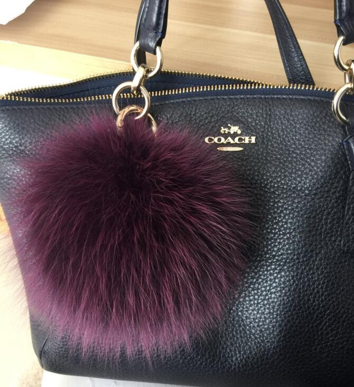 Large Soft Fur Keychains, Nice Fur Ball Bag Charm Tote Handbag Fashion ...
