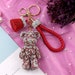 Pink Crystal Bear Key Chains Cute Keyrings Tassel Pink Rope Braided ...