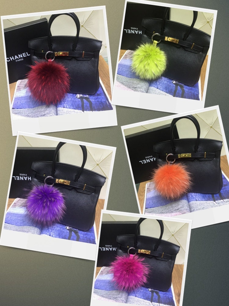 Big Furry Ball Bag Charm Plush Fluffy Keychains Large Fuzzy - Etsy
