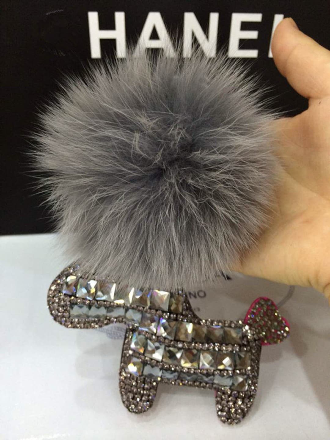 Cute Anmial Shape Keychain Gray Pom Poms Key Chains Little Horse Dolls ...