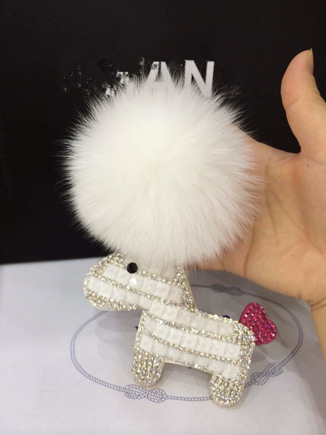 Cute Anmial Keychain Soft Pink Fluffy Pompom Key Chains Little - Etsy