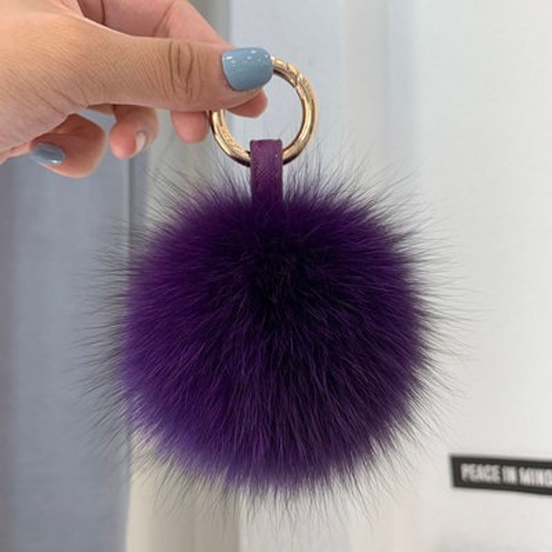 Puffs Fur Bag Charm Poms Keychain - Etsy