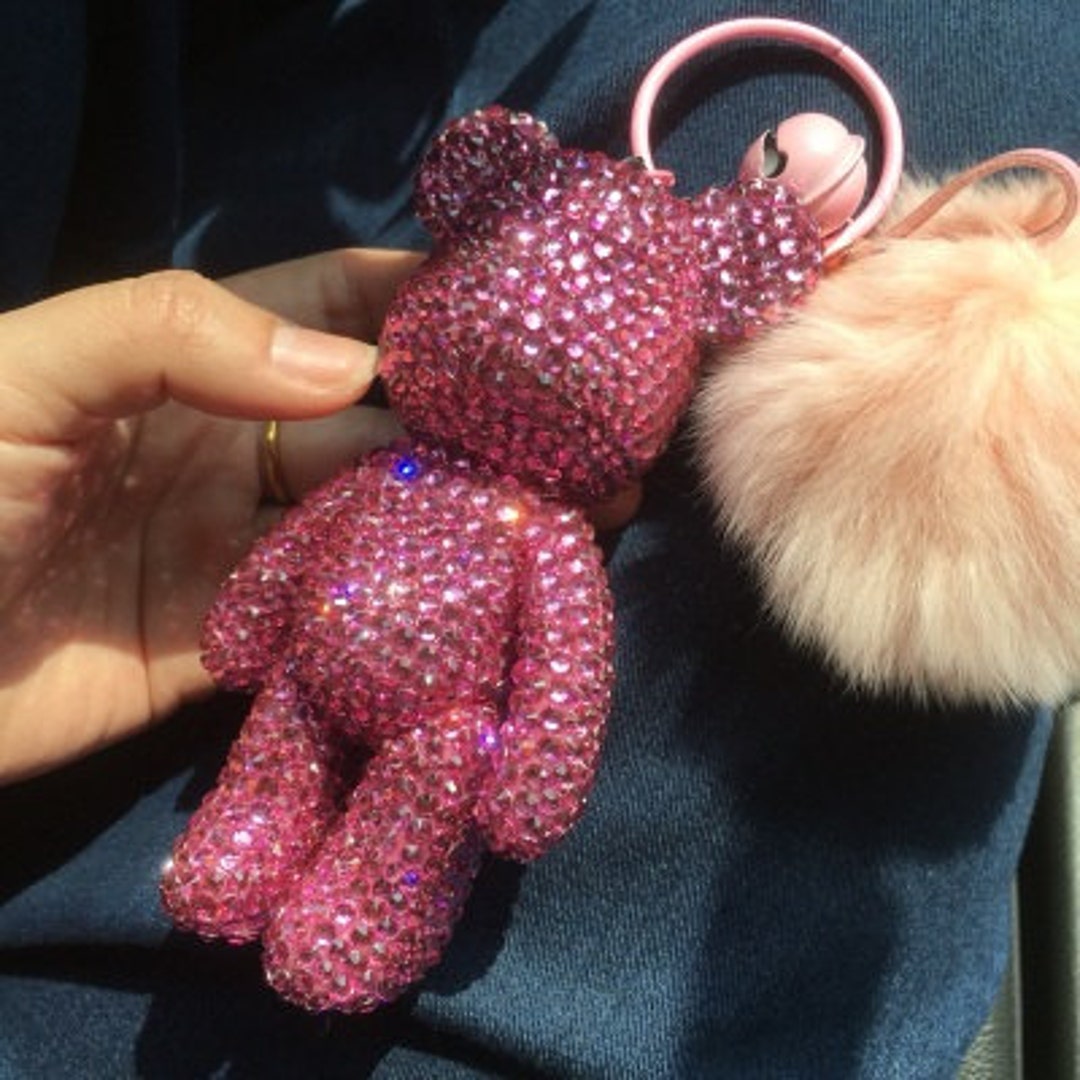 Hot Pink Crystal Bear Keychains Cute Bling Keychains - Etsy