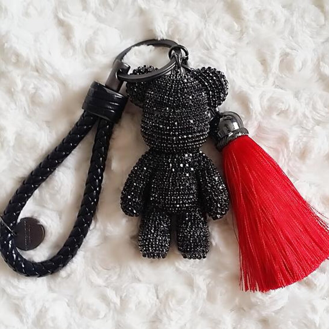 Cute Keychain Glitter Black Bear Bag Charm Key Chains Glitter | Etsy