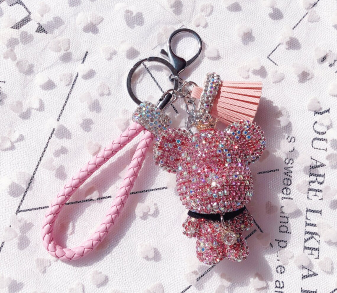 Bling Bear Key Chains Cute Keyrings Tassel Rope Braided - Etsy