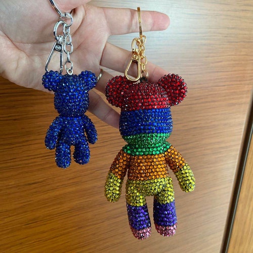 Rhinestone Crystal Bear Charm Keychain | Etsy